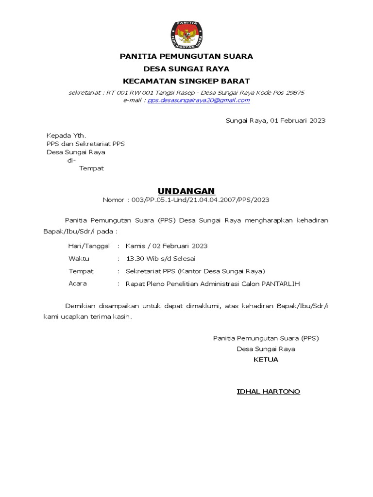 Undangan Rapat PPS | PDF