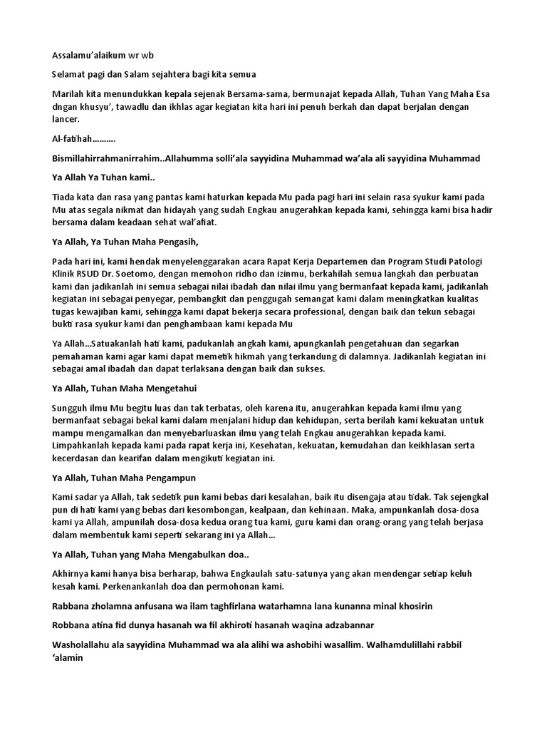 Doa Pembuka Rapat Kerja | PDF