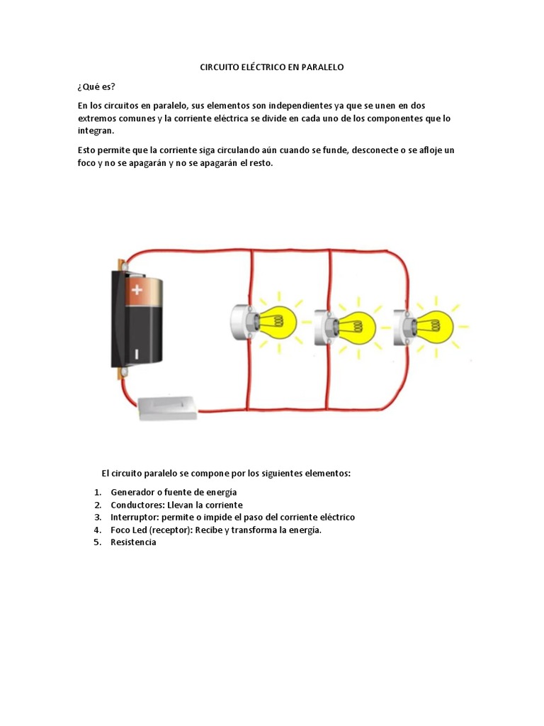 Circuito Eléctrico en Paralelo: Elementos y Función | PDF
