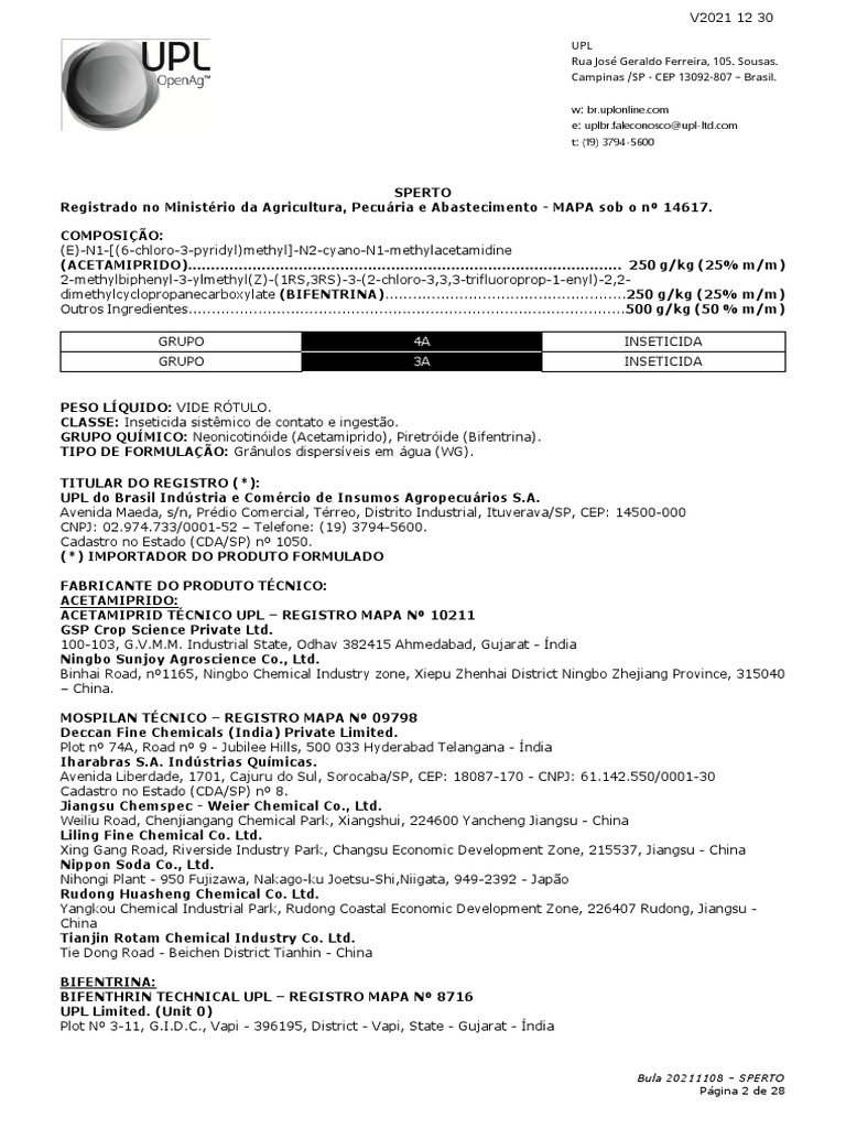 Bula Sperto | PDF | Inseticida | Batata