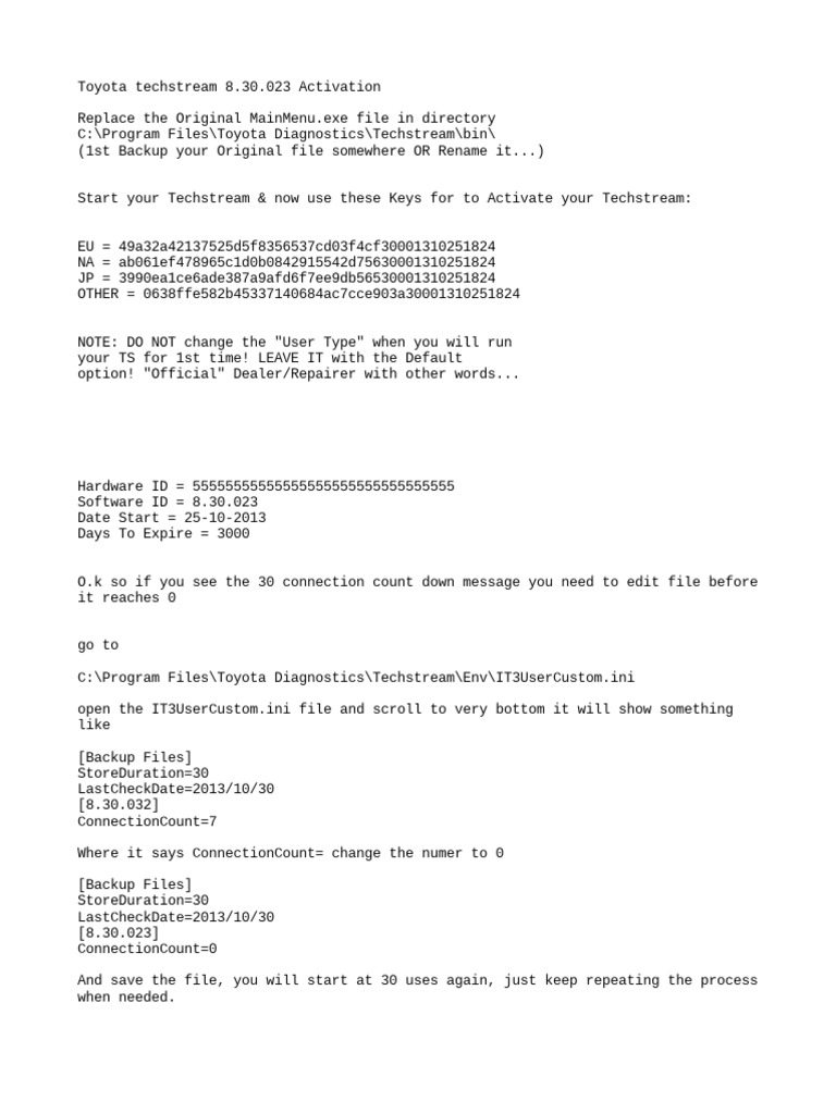 Toyota Techstream 8.30.023 Activation | PDF