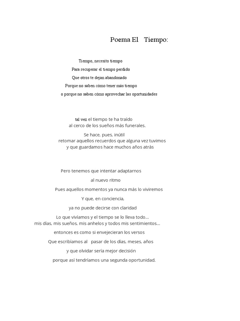 Poema El Tiempo | PDF