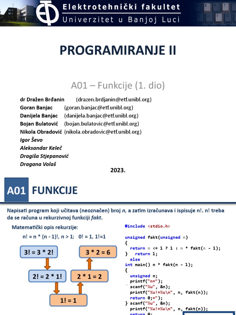 PII - A01 - Funkcije (1. Dio) | PDF