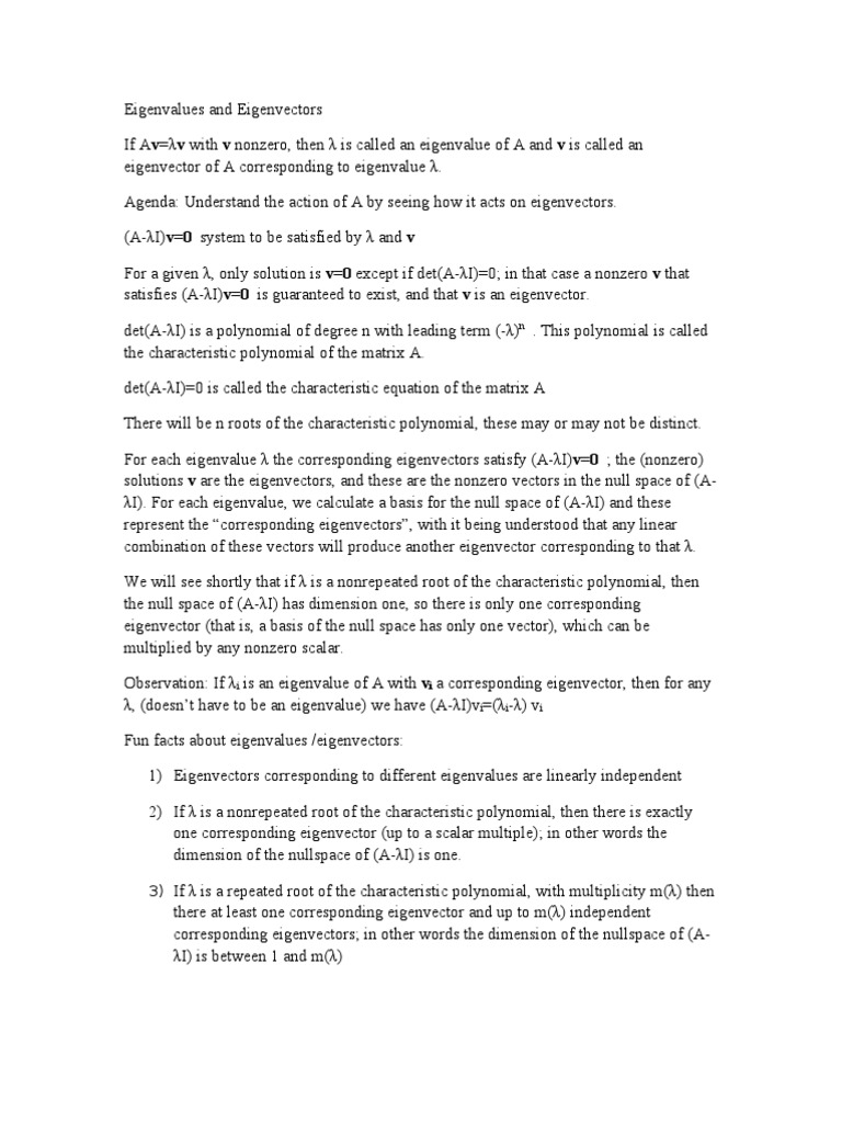 Eigenvalues and Eigenvectors Guide | PDF | Eigenvalues And Eigenvectors | Matrix (Mathematics)