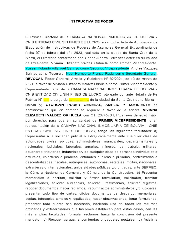 Instructiva de Poder | PDF | Bolivia | Gobierno