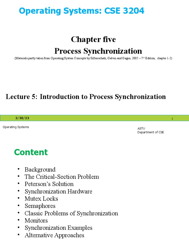 Lecture 5 - Process Synchronization | PDF | Process (Computing ... Lecture 5 - Process Synchronization | PDF | Process (Computing ...