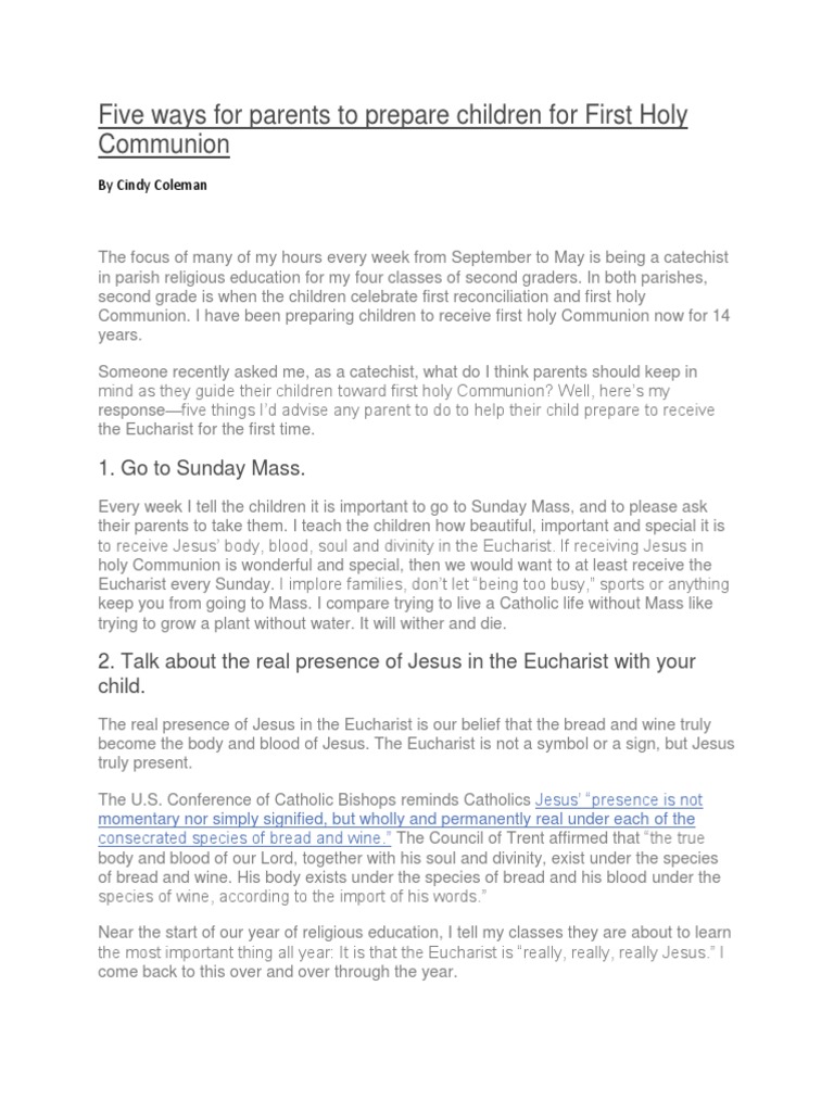 Five Ways For Parents To Prepare Children For First Holy Communion | PDF | Eucharist | Abrahamic ...