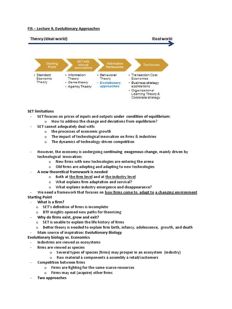 Fis Lecture 9 Evolutionary Approaches Pdf Ecology Natural