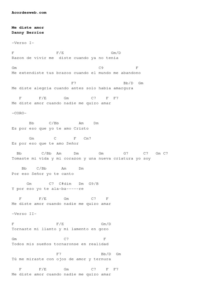 Me Diste Amor Danny Berros Acordesweb Com | PDF