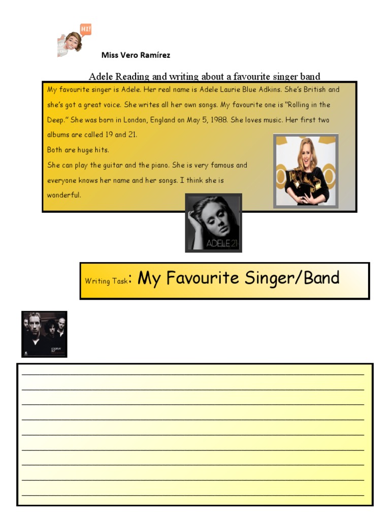 Adele Reading and Writing About A Favourite Singer Band | PDF