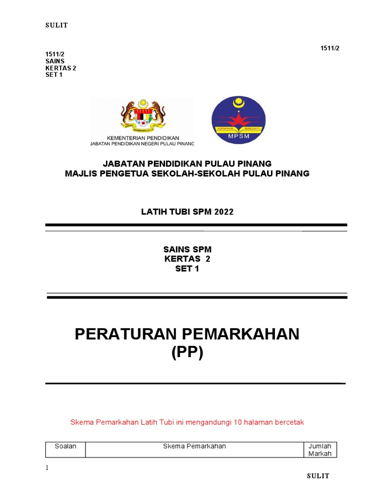 Latih Tubi SPM Sains Tulen 2022 | PDF