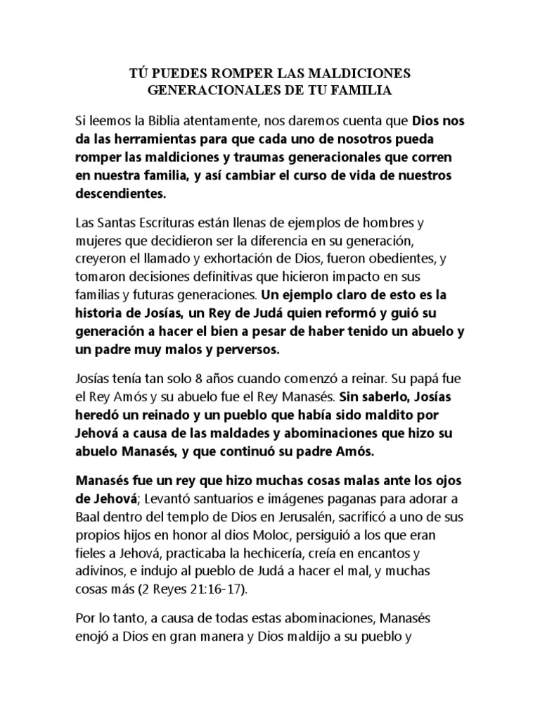 Tú Puedes Romper Las Maldiciones Generacionales de Tu Familia | PDF ...