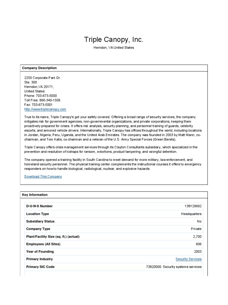 Triple Canopy Base Info | PDF | Security | Business