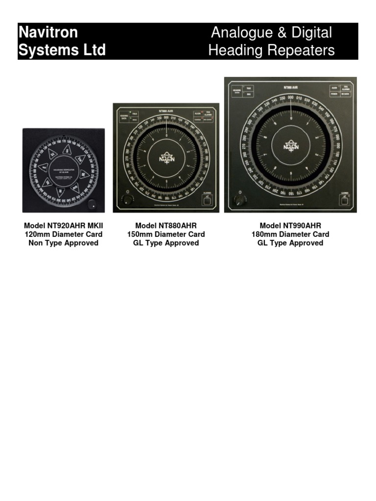 Navitron Systems LTD: Analogue & Digital Heading Repeaters | PDF | Compass | Backlight