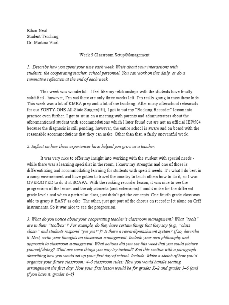 Week 5 Classroom Setup - Management | PDF | Classroom Management | Classroom