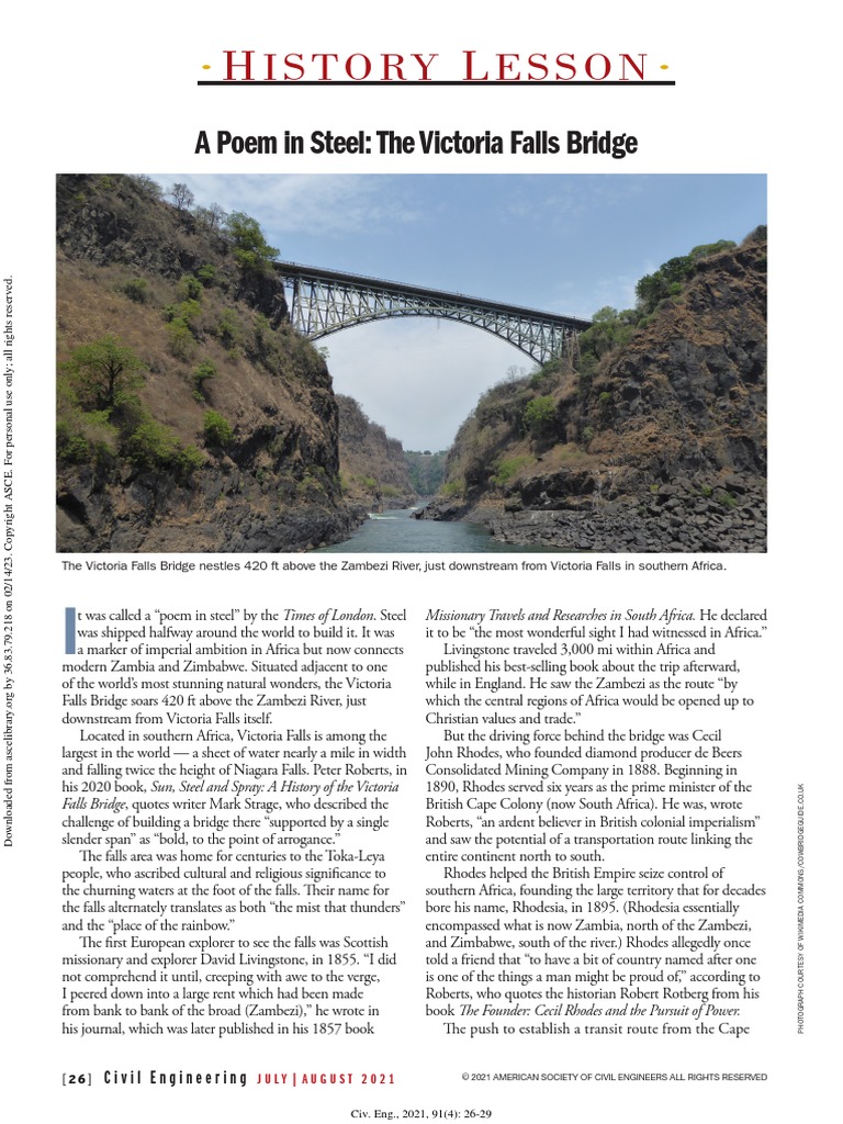 A Poem in Steel The Victoria Falls Bridge | PDF | Civil Engineering