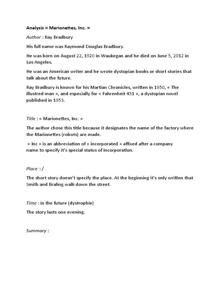 Analysis | PDF | Ray Bradbury