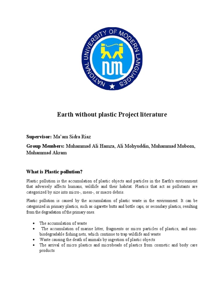 Earth Without Plastic Project Literature | PDF | Economy And The ...
