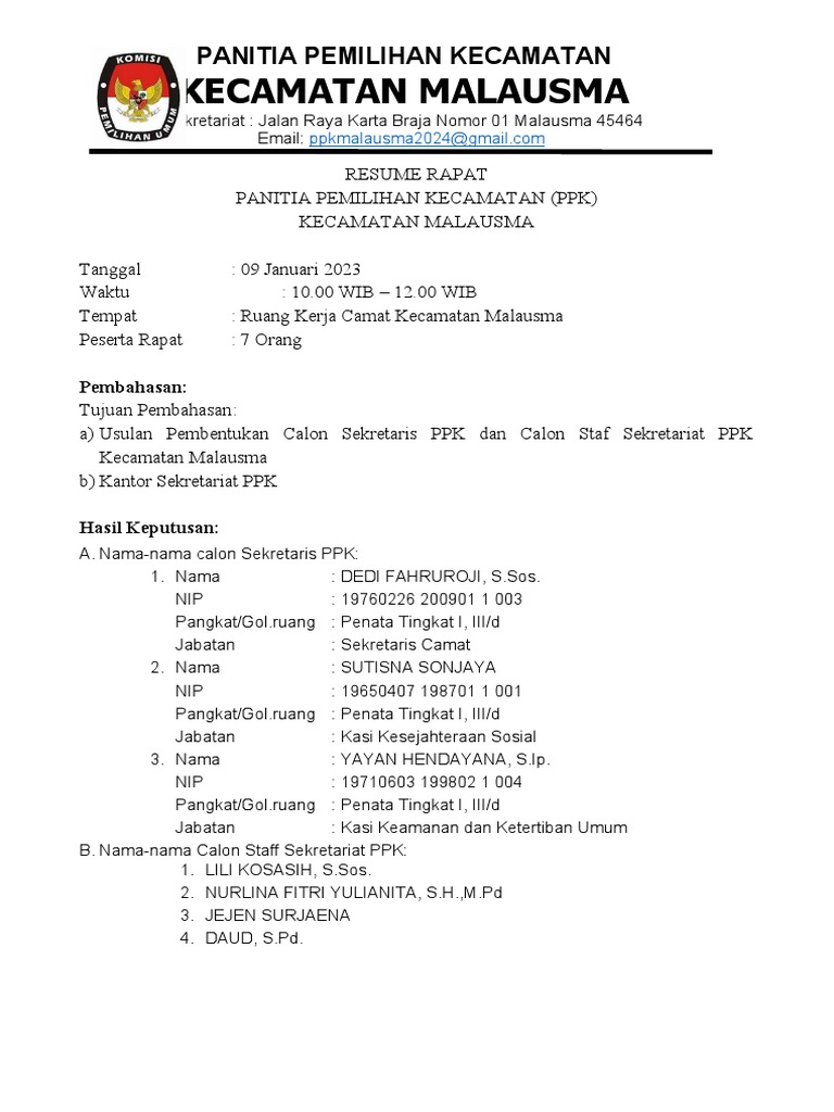Resume Rapat | PDF