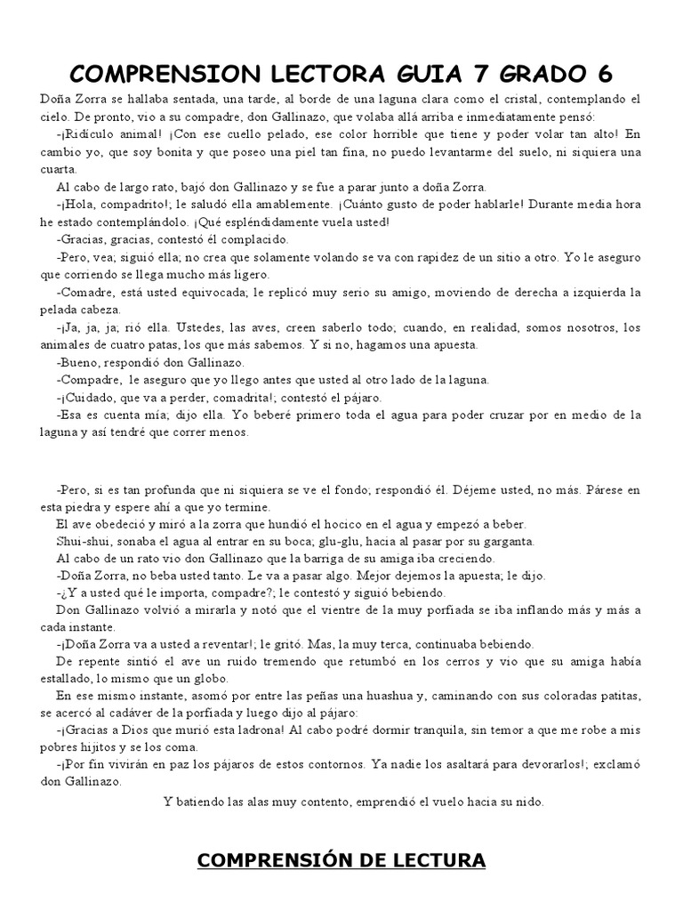 Comprension Lectora Guia 7 Grado 7 | PDF