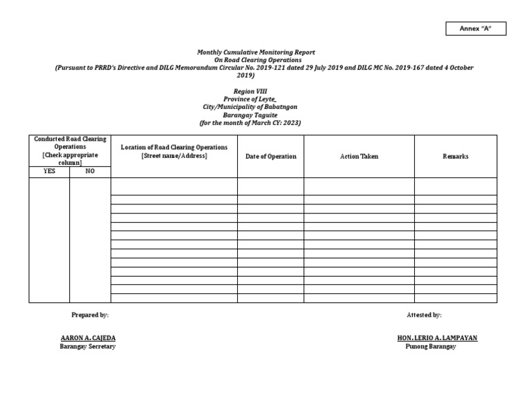 Road Clearing Annex A | PDF
