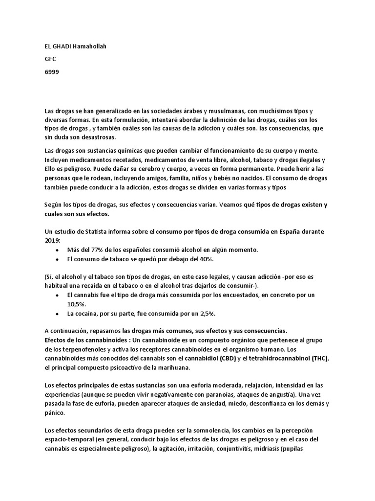 Las Drogas | Descargar gratis PDF | La dependencia de sustancias | Drogas