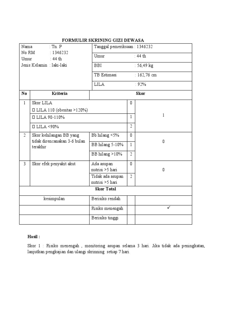 SKRINING GIZI DEWASA | PDF