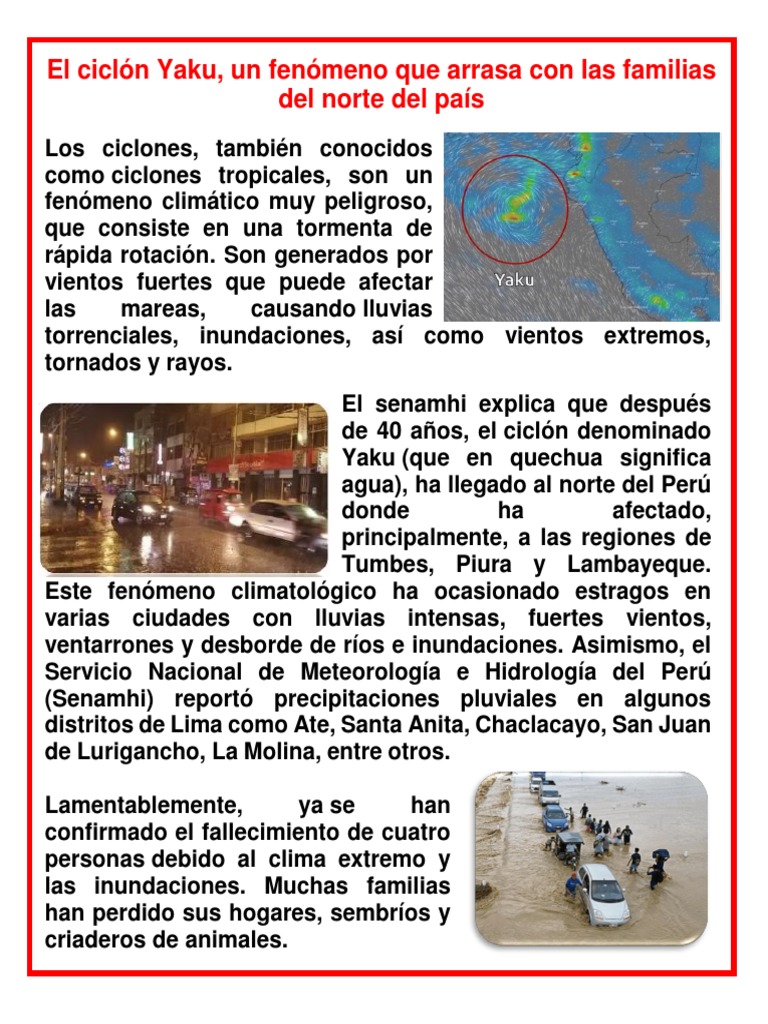 Ciclón Yaku: Impacto en el Norte de Perú | PDF | Ciclones tropicales ...