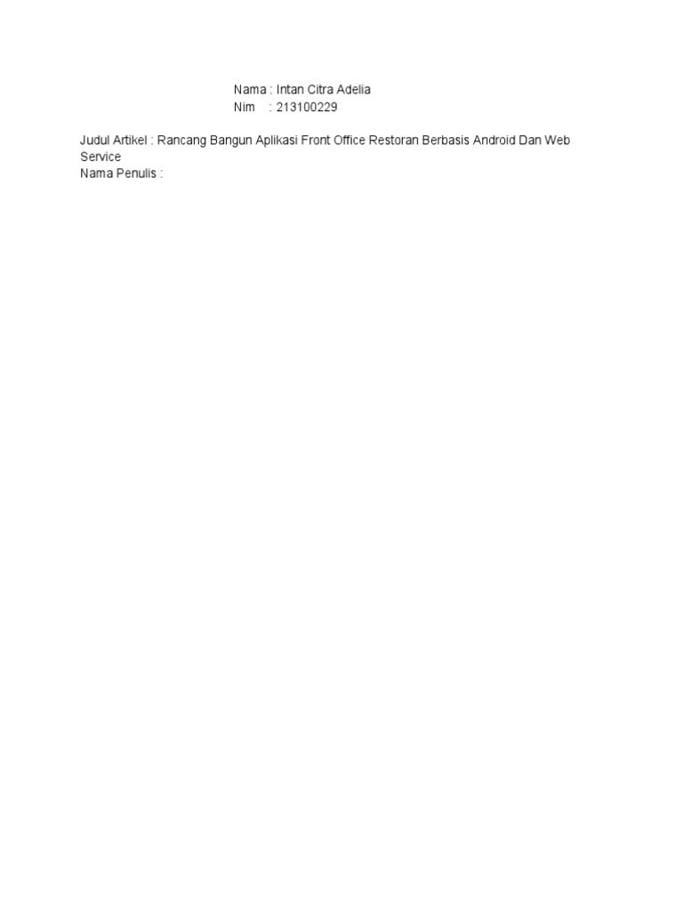 Nama: Intan Citra Adelia Nim: 213100229 Judul Artikel: Rancang Bangun ...