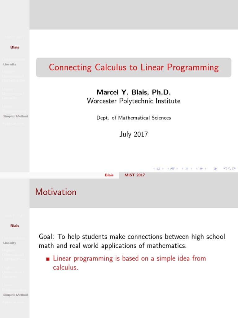 Marcel Blais Linear - Programming - Talk - MIST - 2017 | PDF | Linear ...