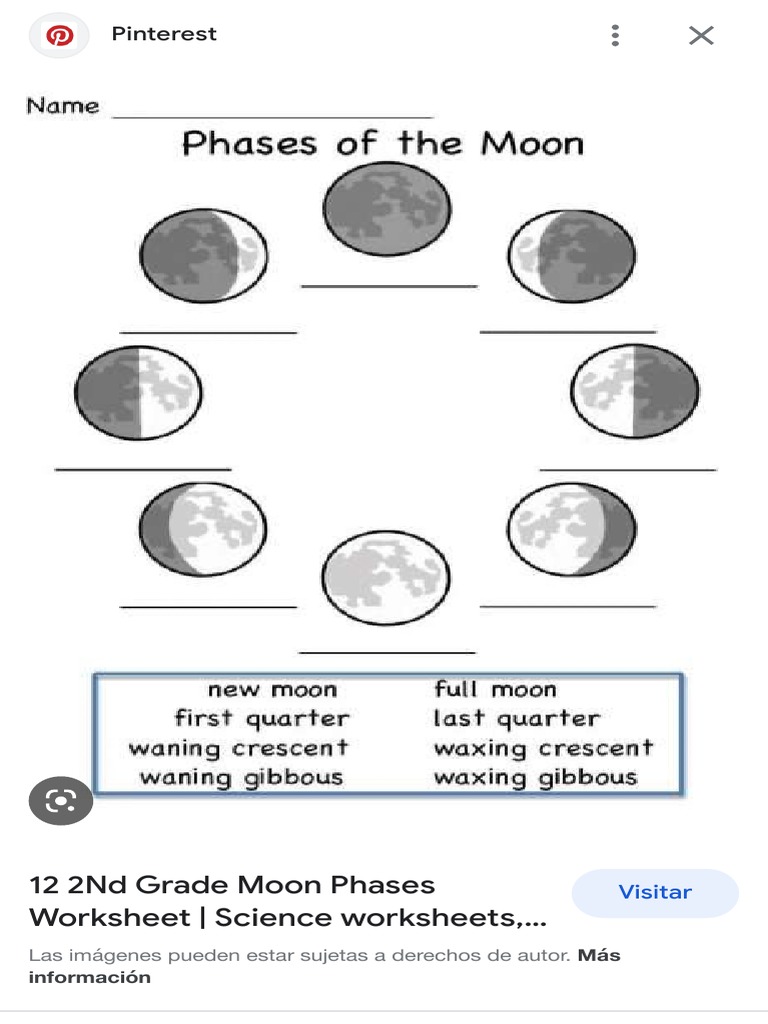 12 2Nd Grade Moon Phases Worksheet - Science Worksheets, Moon .. | PDF