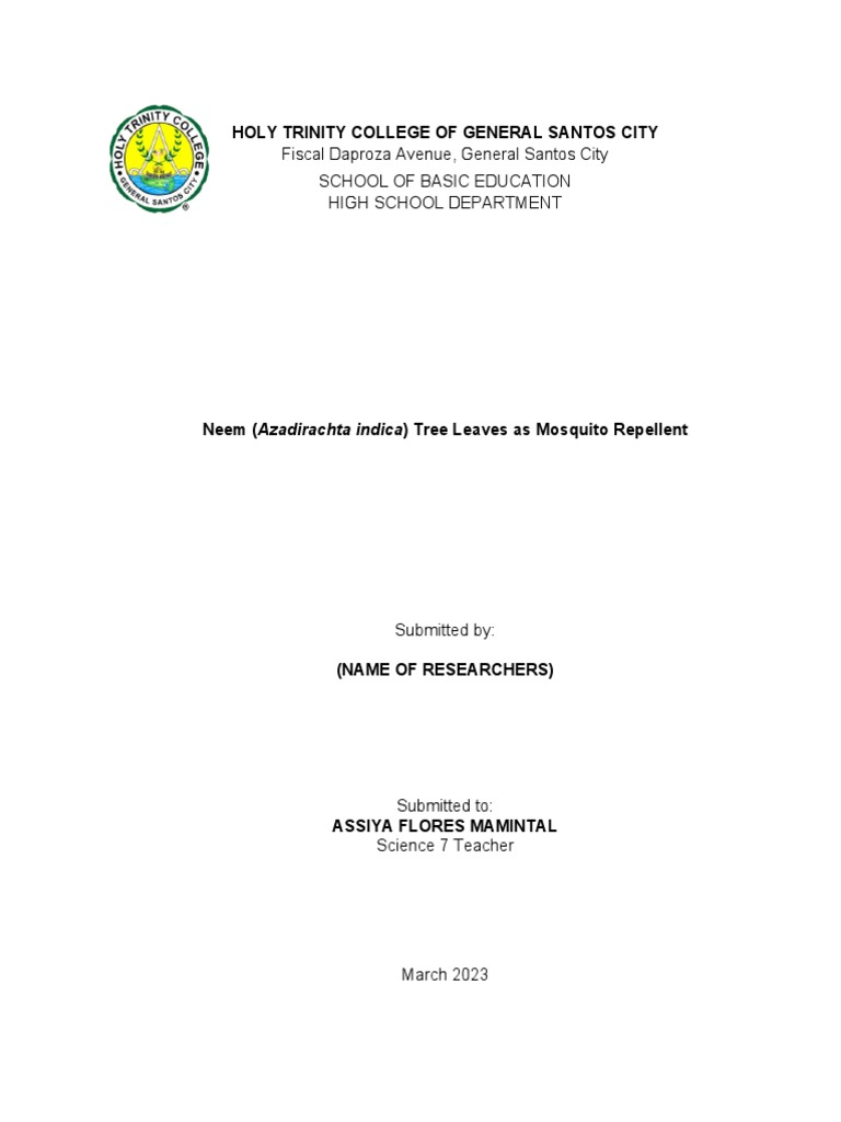 Holy Trinity College of General Santos City | PDF | Insecticide | Insects