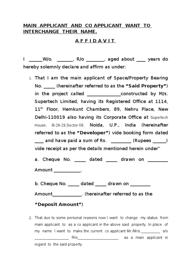 Request to Change Applicant Roles: Main Applicant Seeks to Become Co-Applicant with Current Co ...