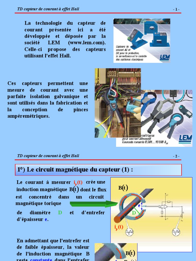 TD Capteur de Courant À Effet Hall | PDF | Magnétisme | Amplificateur opérationnel