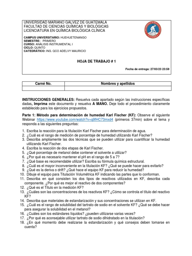 Hoja de Trabajo (111 | PDF | Valoración | Química