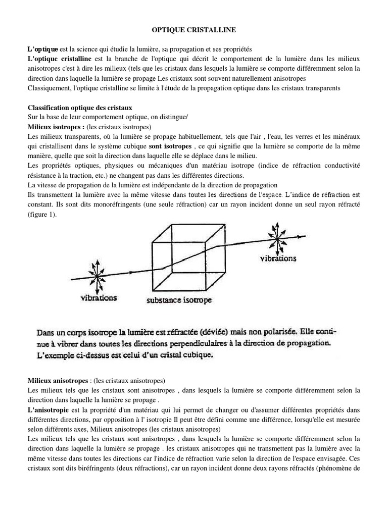 Comportement de la lumière en optique cristalline | PDF | Réfraction ...