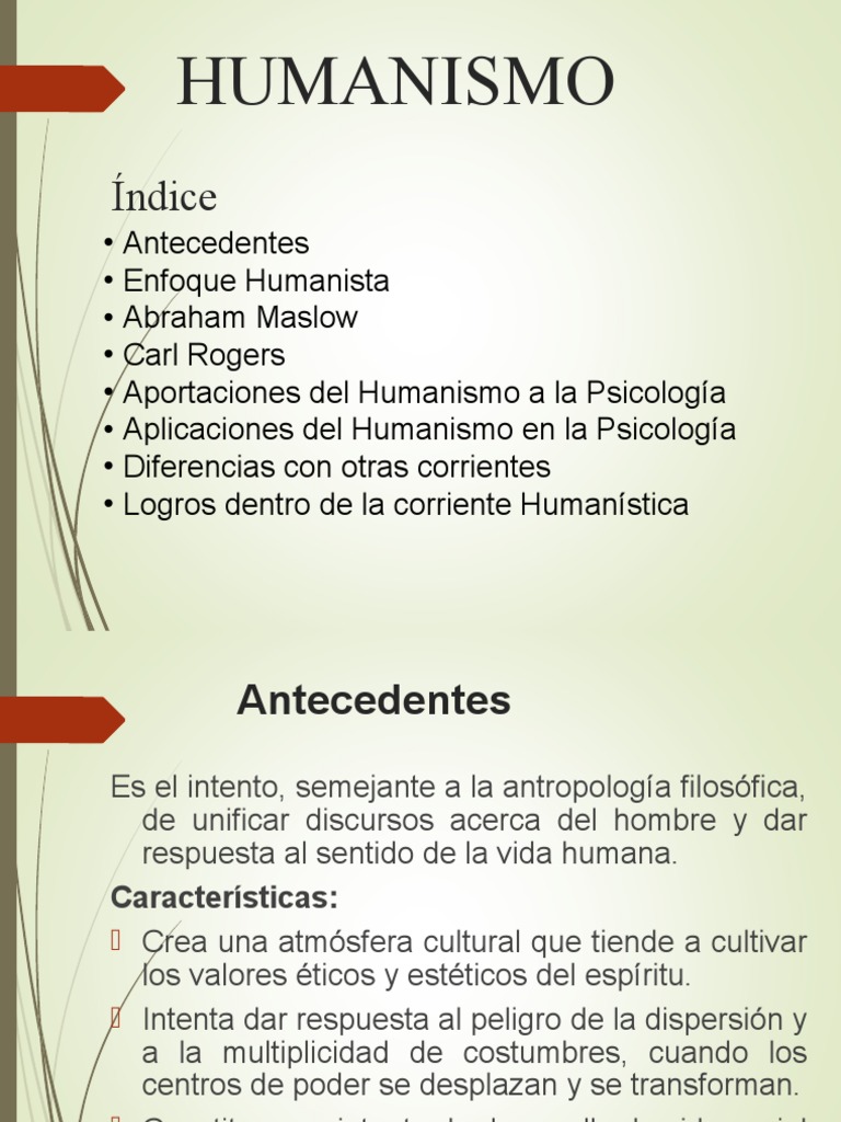 Humanismo Presentacion | PDF | Psicologia humanista | Existencialismo