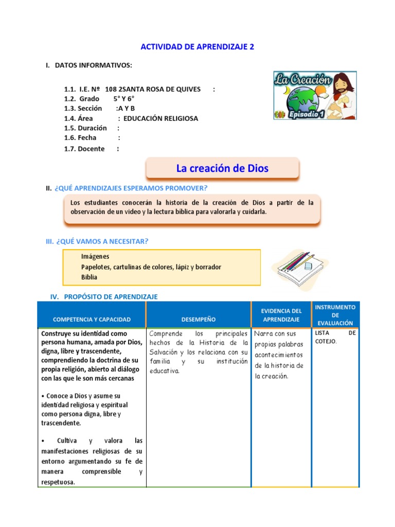 Dibujo De La Creación En 7 Días Pdf Dios Amor