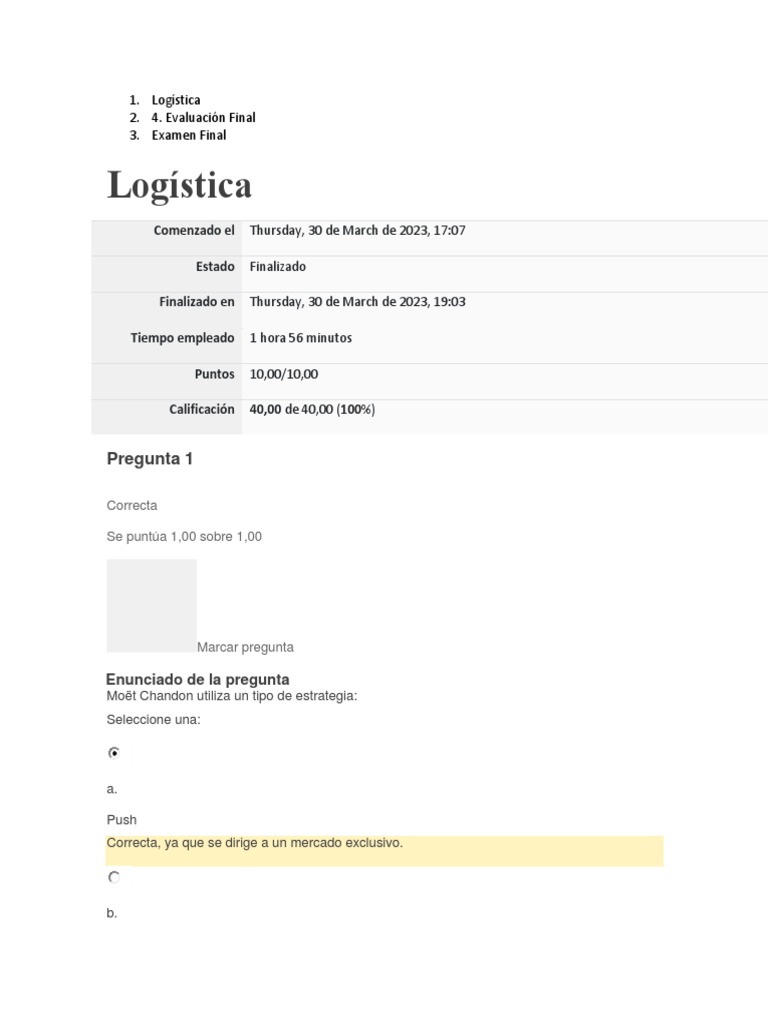 Examen Final Logística Resumeen | PDF | Outsourcing | Logística
