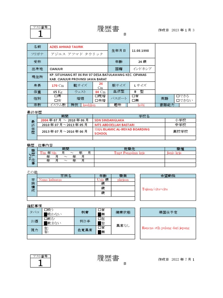 CV Jepang | PDF