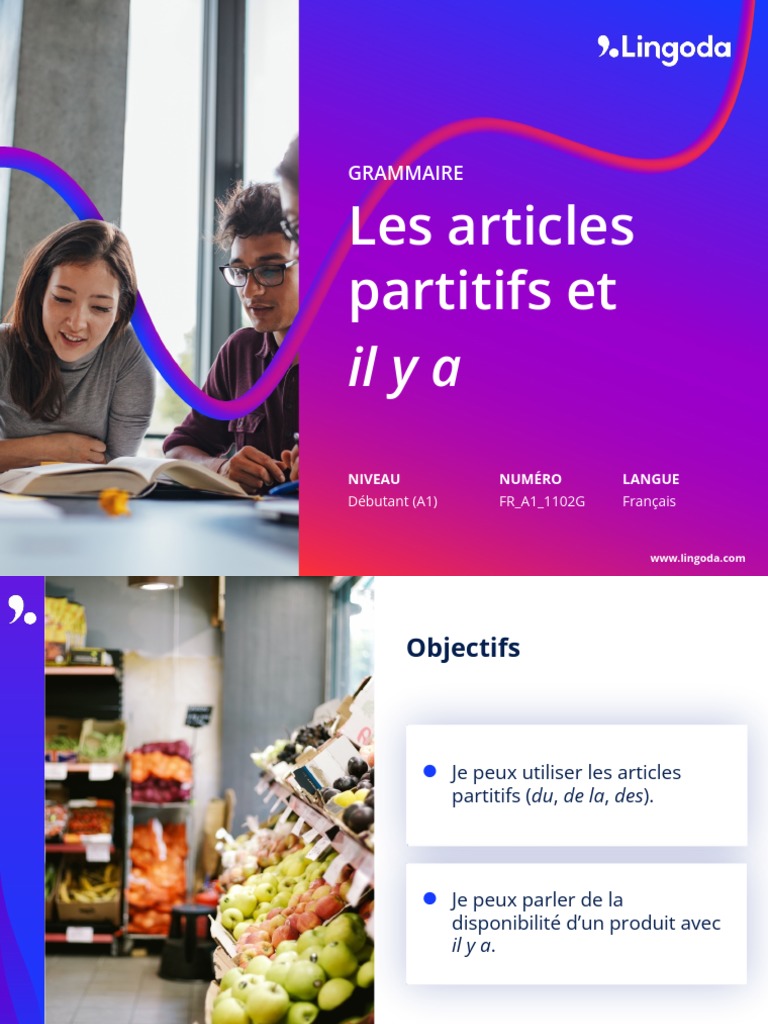 Articles partitifs et disponibilité en français | PDF | Pizza | Légumes