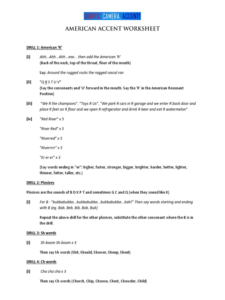LAC Accent Worksheet | PDF | Word | Sentence (Linguistics)