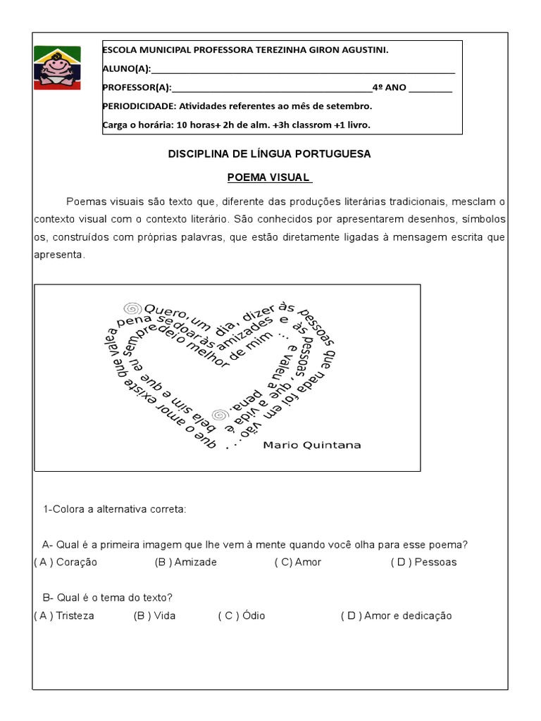 Poema Visual | Download grátis PDF | Poesia | Amor