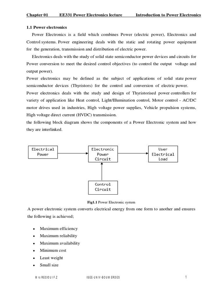EE331 ChapterI PartI | PDF | Power Electronics | Power Inverter