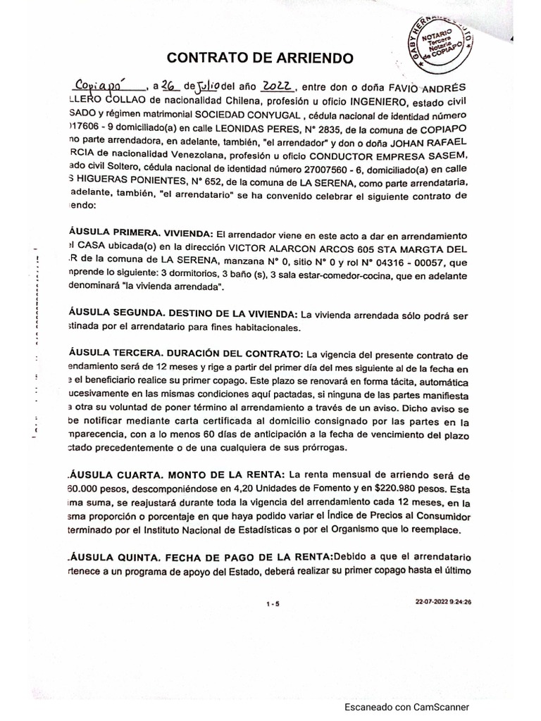 Contrato Arriendo | PDF