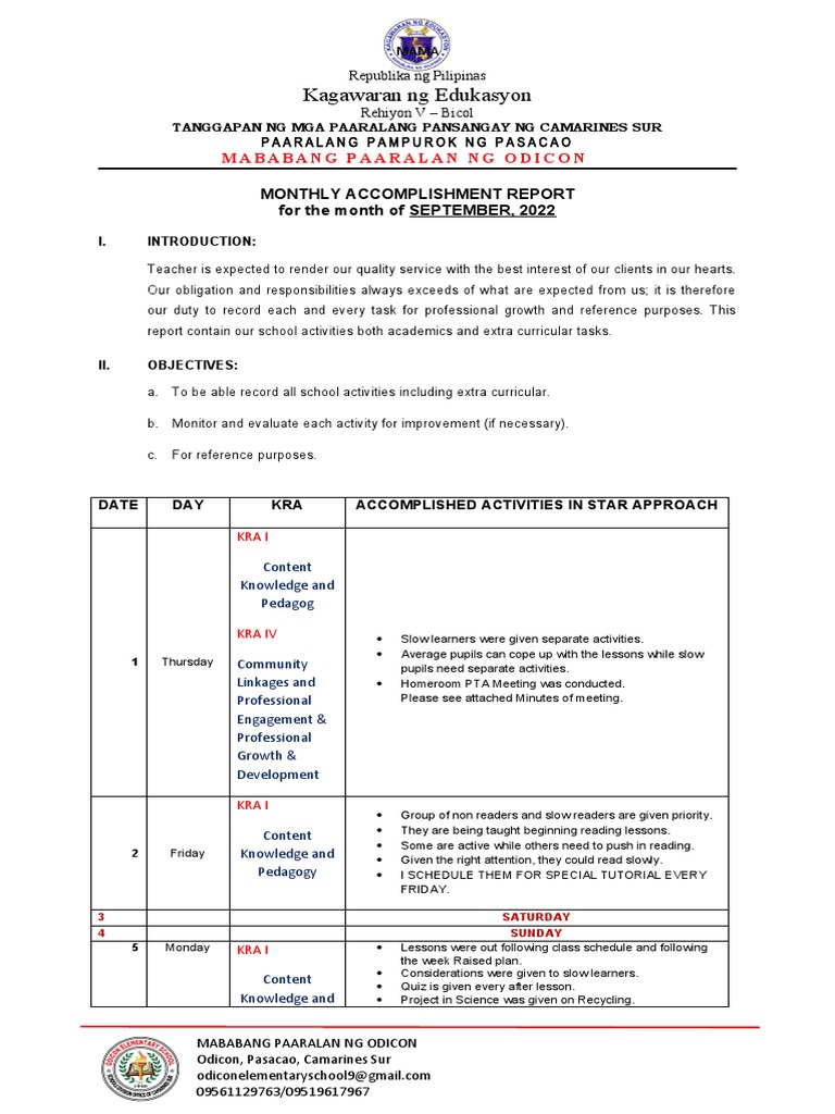 Accomplishment Report 2023 | PDF | Pedagogy | Teachers