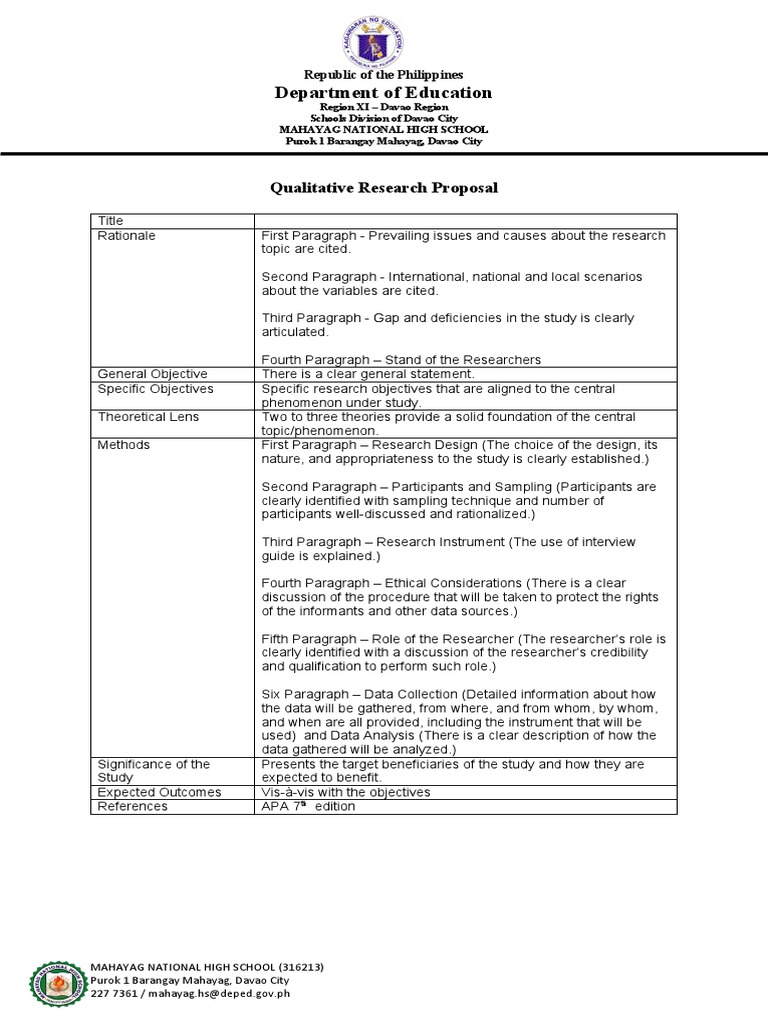 Qualitative Research Proposal Format 2 | Download Free PDF | Data ...