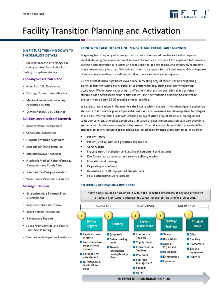 Facility Transition Planning and Activation | PDF | Patient Safety | Risk