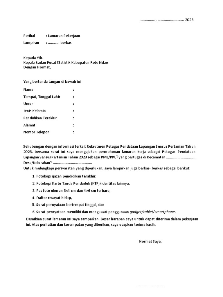 01. Surat Lamaran | PDF