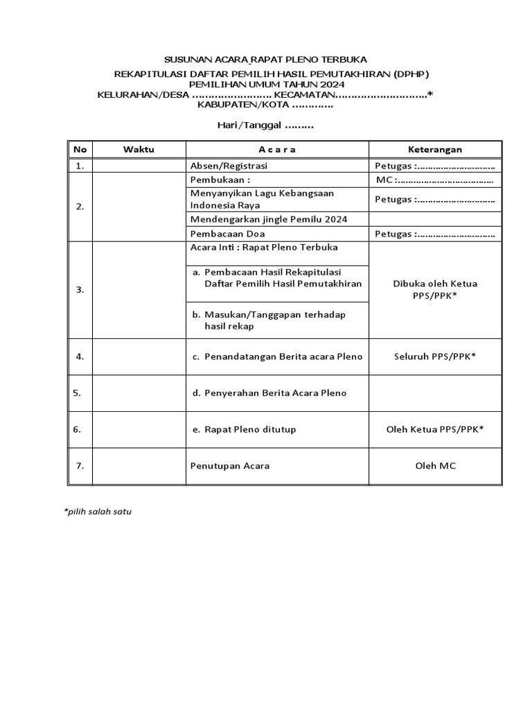 Draft Rundown Pleno DPHP PPS - PPK | PDF